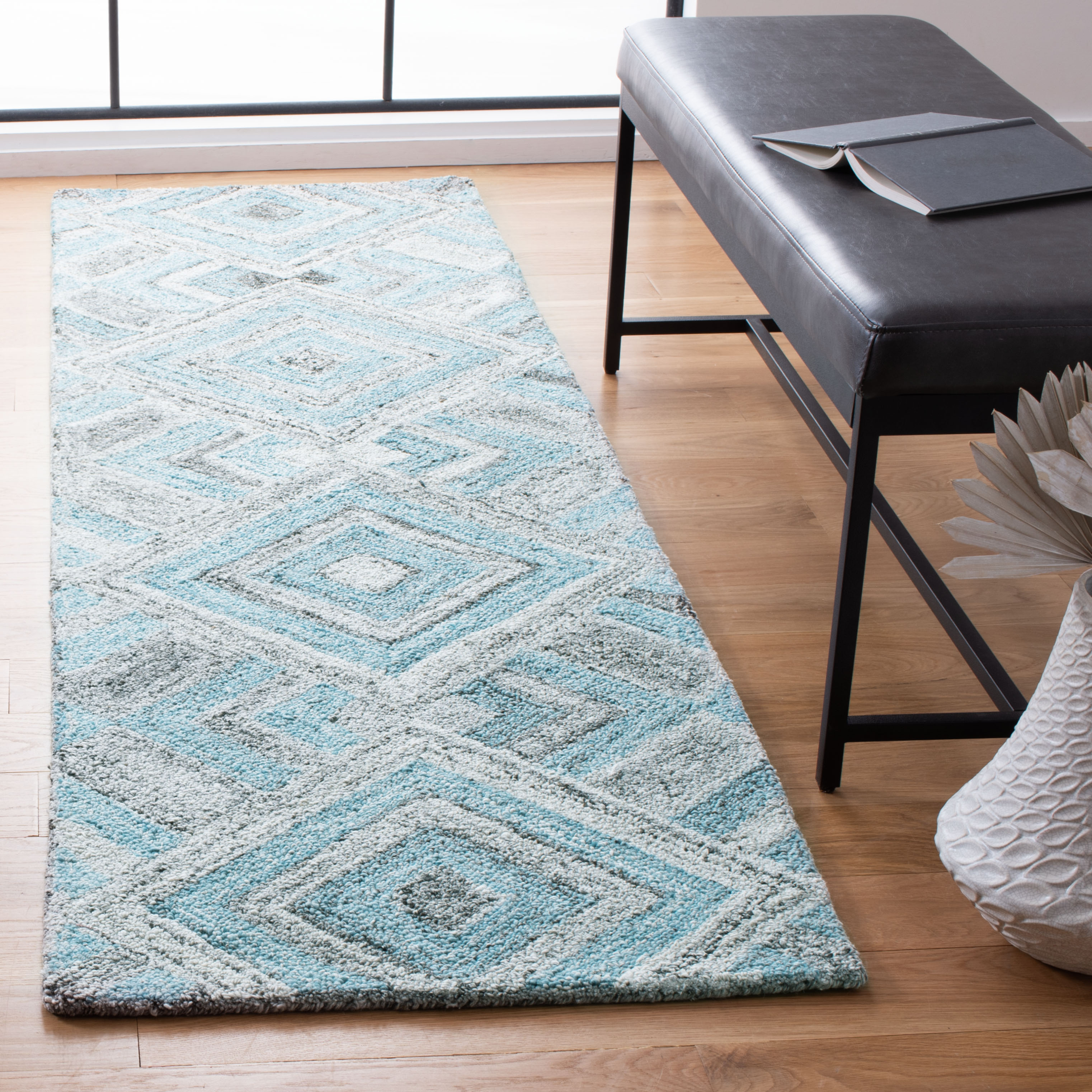 Safavieh Hand Tufted Abstract Collection Grey / Turquoise Area Rugs ...