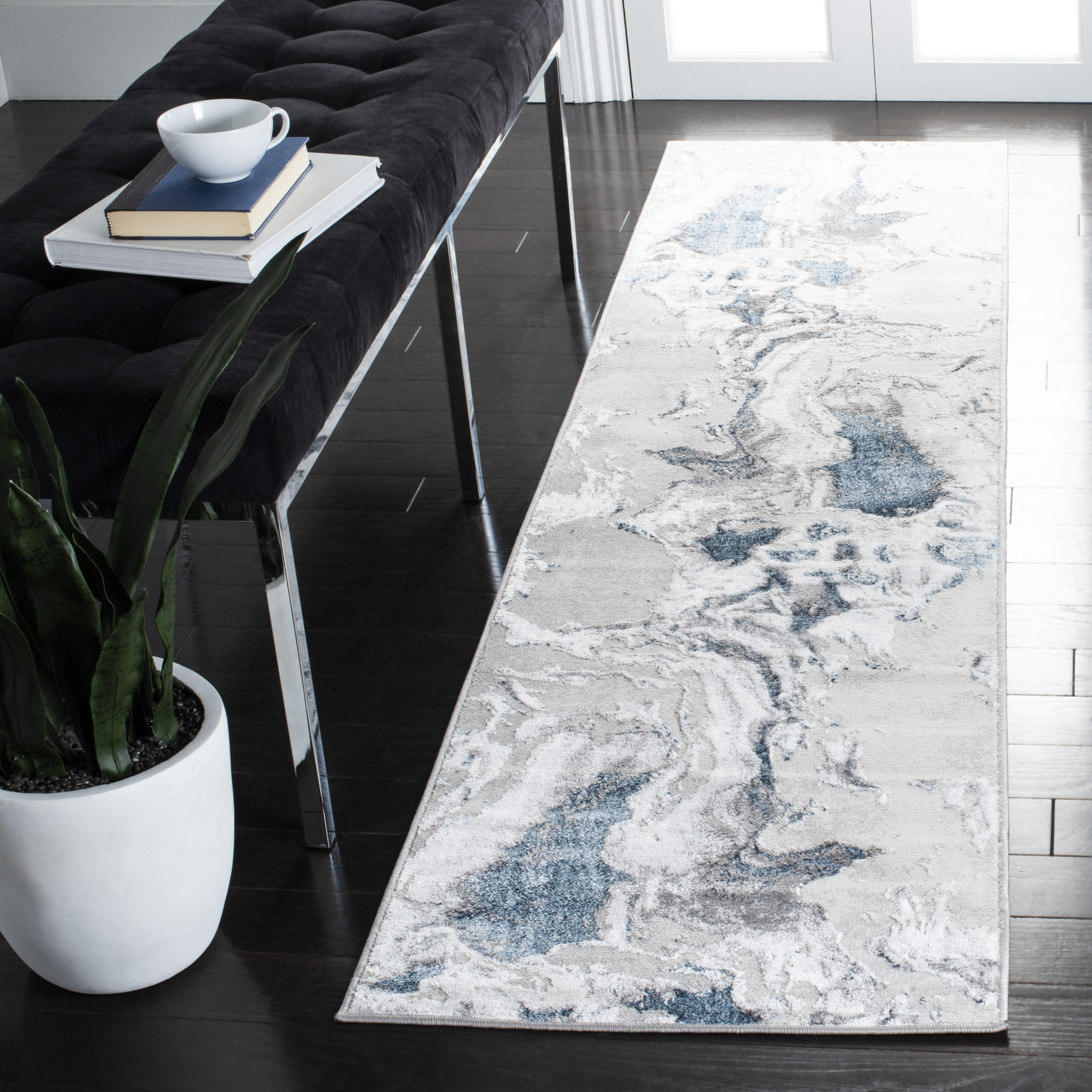 Safavieh Amelia GREY / BLUE 2' X 8' Runner - ALA277F-28 195058037235| eBay