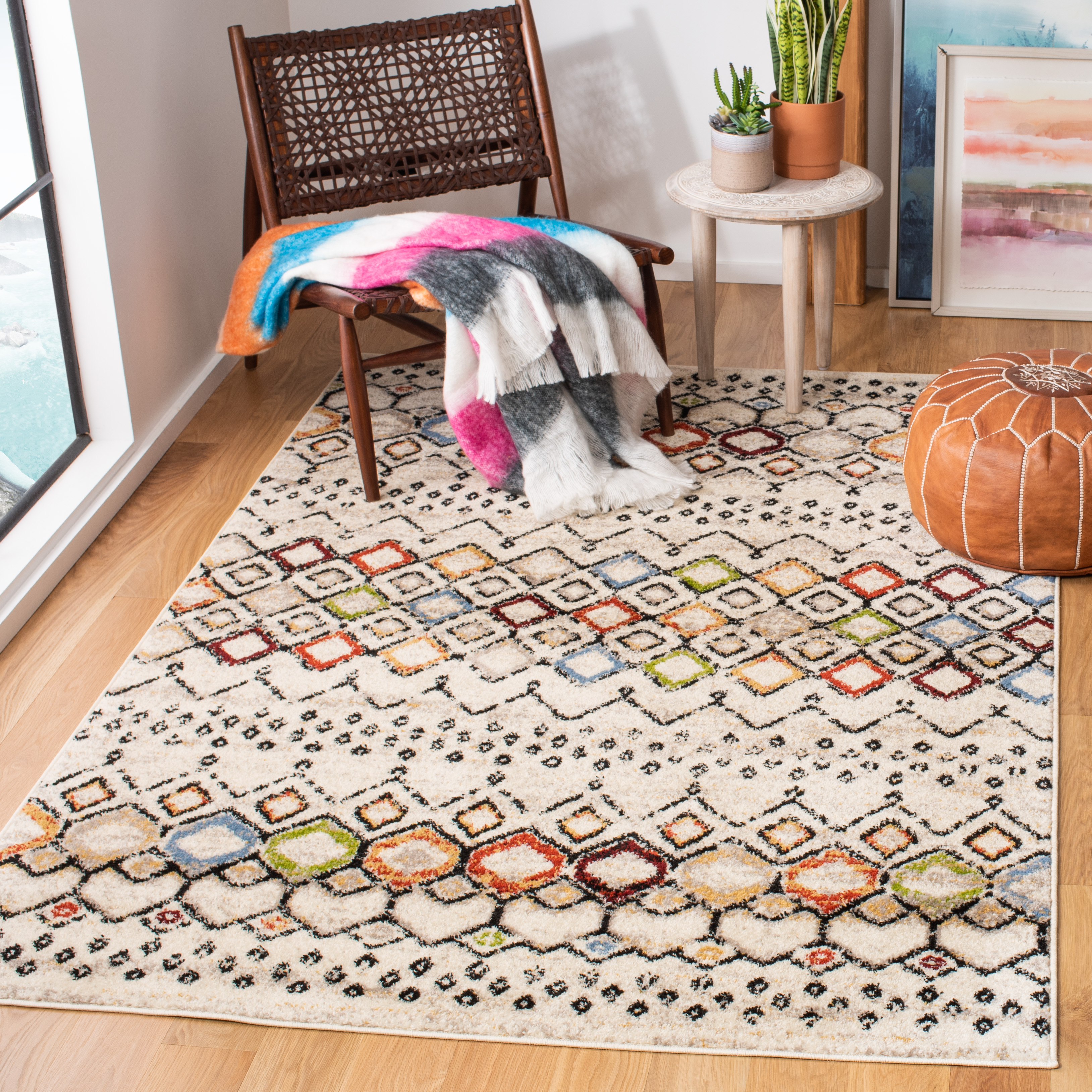 Safavieh Power Loomed Amsterdam Ivory / Multi Area Rugs - AMS108K | eBay